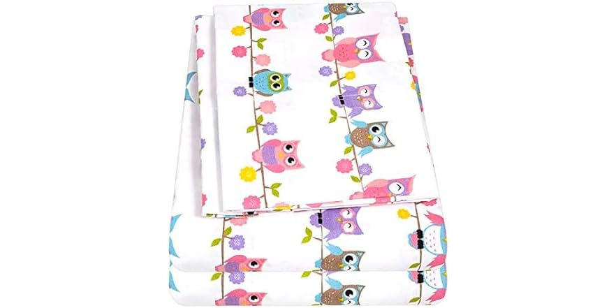 Kids Colorful Owls Printed Sheet Set