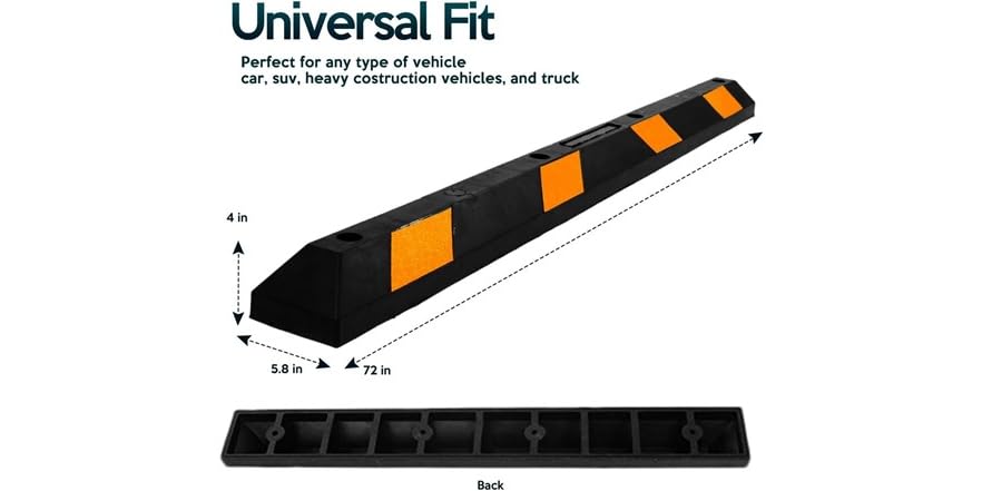 Zone Tech Large Heavy Duty Rubber Parking Curb 4Pk