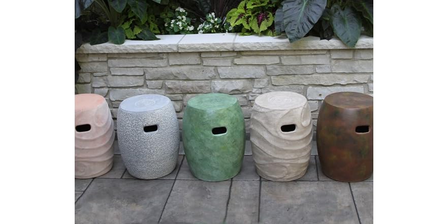 Fiber Concrete Garden Stool in Rustic Red Finish