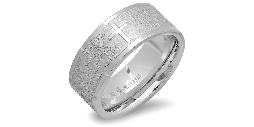 STEELTIME Men's SS Our Father Prayer Ring