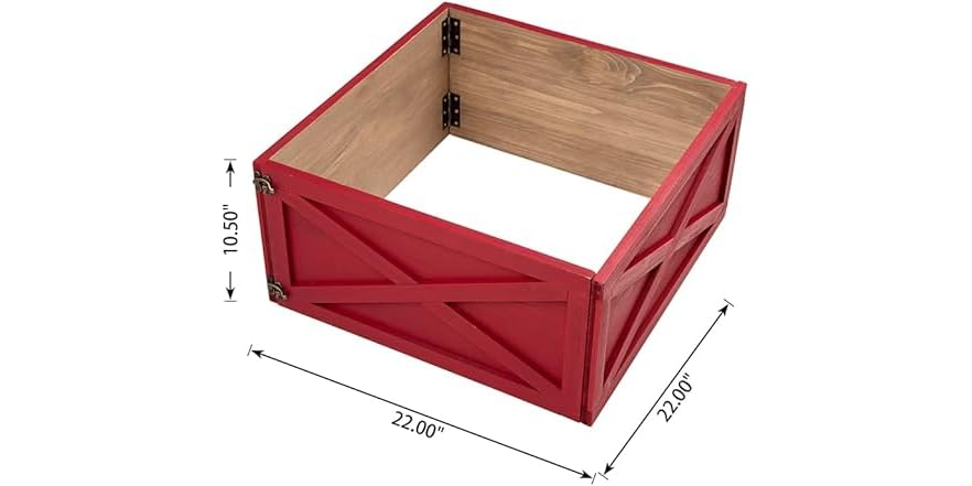 Glitzhome Washed Red Wooden Tree Collar