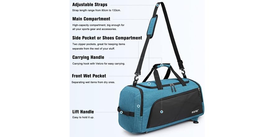G4Free 45L 3-Way Duffle Backpack Gym Bag
