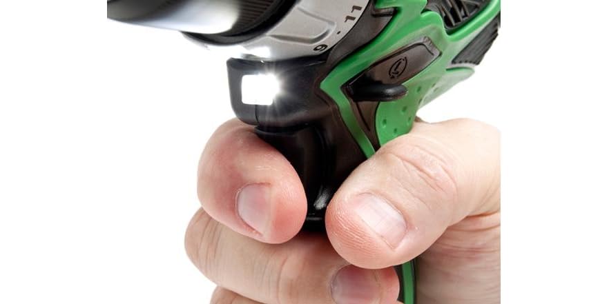 Hitachi 18-Volt 1/2” Cordless Driver Drill, Flashlight & 1.5Ah Li-Ion ...