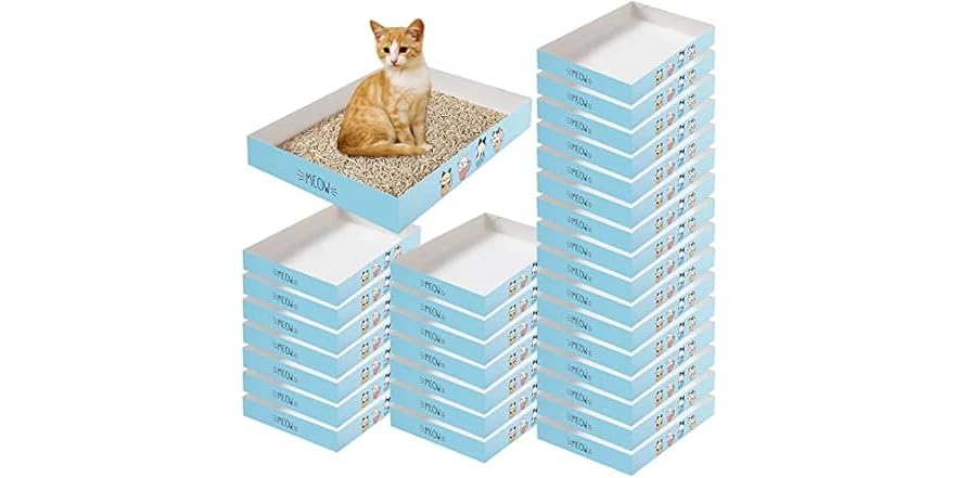 60 Pack Foldable Disposable Litter Boxes