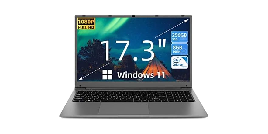 SGIN M17P SGIN 17" Laptop, 8GB RAM 256GB SSD Notebook, 17 (Open Box)