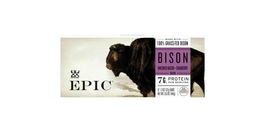 EPIC Bison Bacon Cranberry Bars - 12 Count
