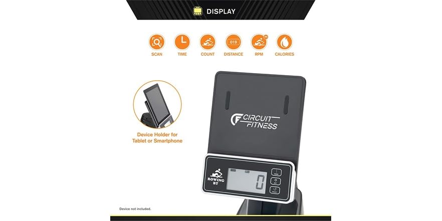 Circuit Fitness Deluxe Foldable Magnetic Rowing Machine Bluetooth