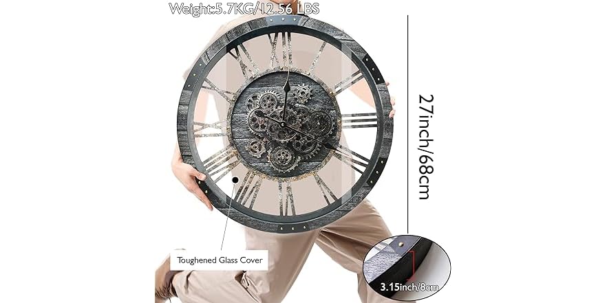 DORBOKER 27 Inch Large Wall Clock