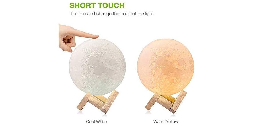 LED 3D Print Moon Lamp with Stand Remote