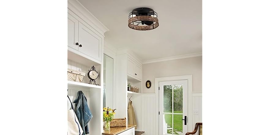 Parrot Uncle F8259-PU Rustic Low Profile Ceiling Fan