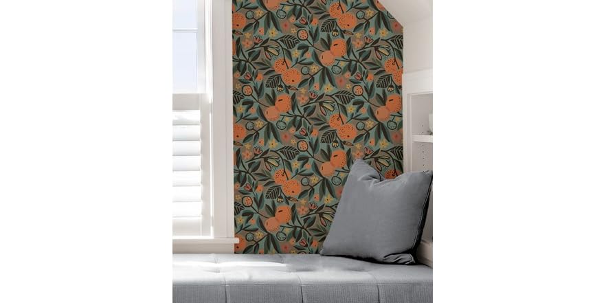 Pip & Lo Teal Clementine Garden Peel & Stick Wallpaper