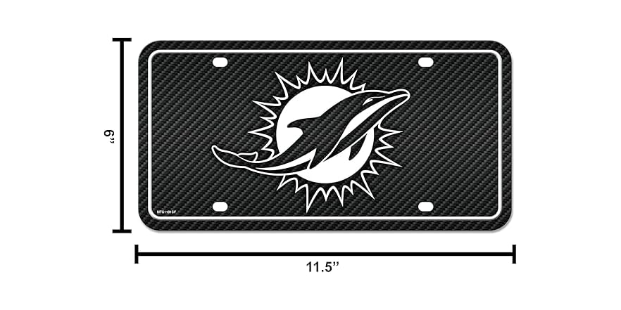 Miami Dolphins Carbon Fiber Auto Tag