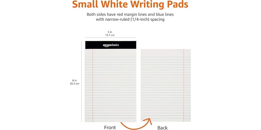 Amazon Basics 5" x 8" Writing Pad, 72Ct
