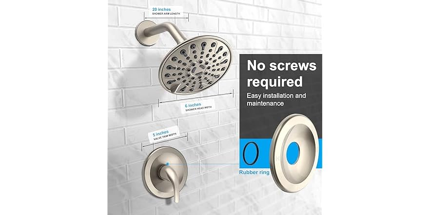 EMBATHER Brushed Nickel Shower Faucet Set