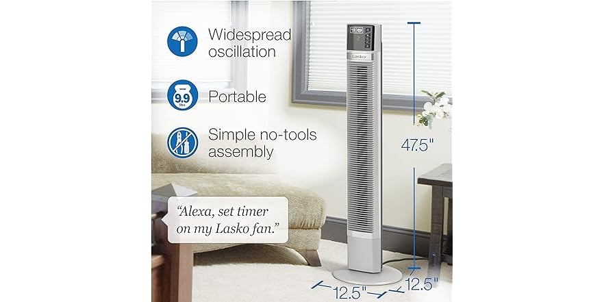 Lasko Works W/ Alexa Oscillating Tower Fan
