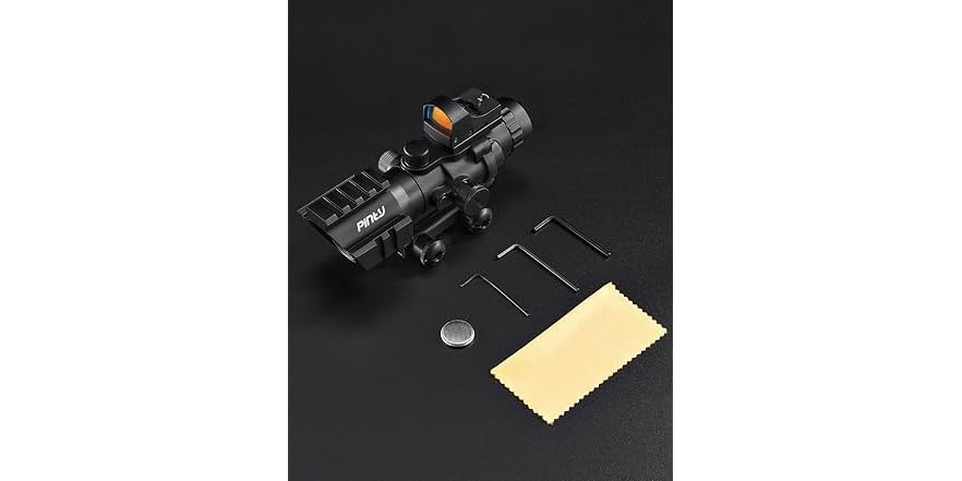 PINTY 4x32 Rifle Scope with Red Dot Sight Combo
