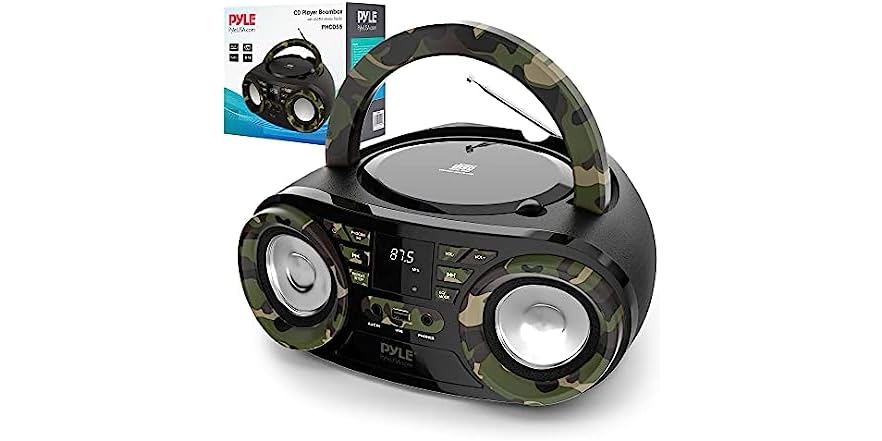 Pyle Portable CD Player Bluetooth Boombox Speaker & Radio