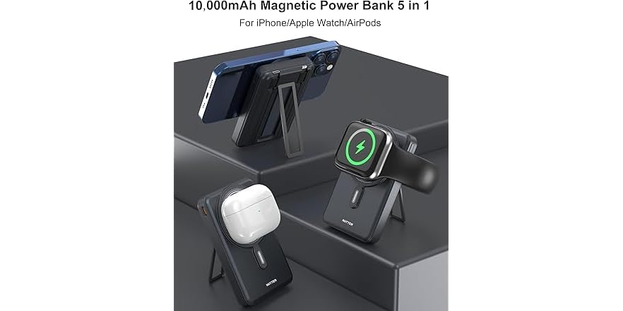 NiiTTER 5-in-1 Magnetic Power Bank w/ Foldable Kickstand