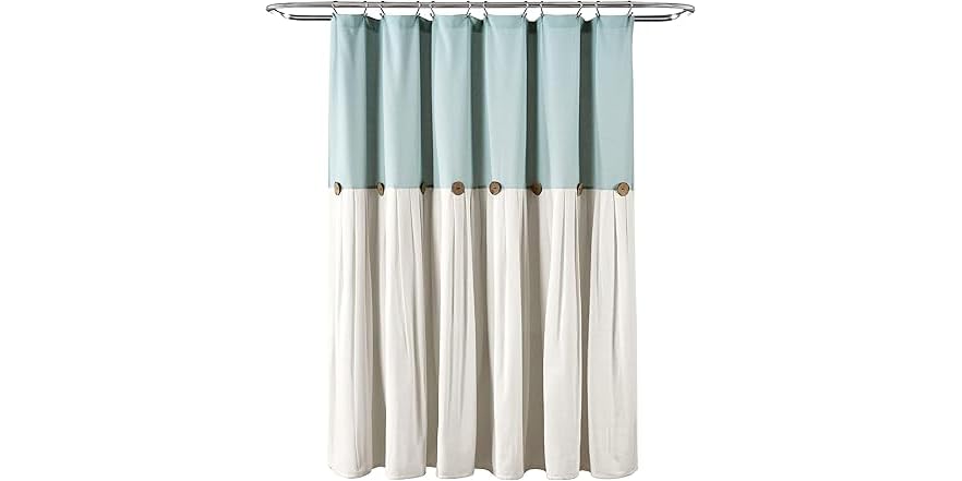 Lush Decor Linen Button Shower Curtain