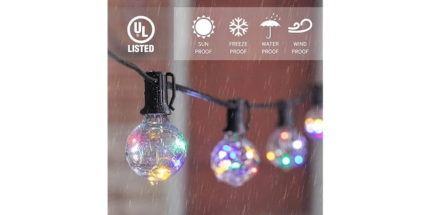 Brightown USA Patio String Lights, 25Ft Multicolor