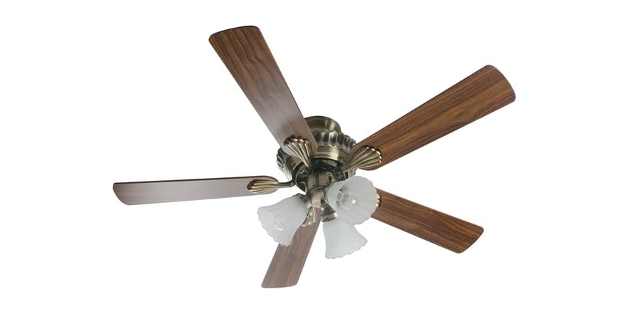 42-Inch English Brass Ceiling Fan with Light Kit