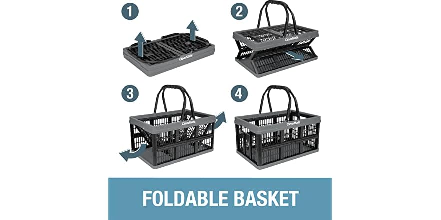 CleverMade 3PK Collapsible Shopping Basket - TAN