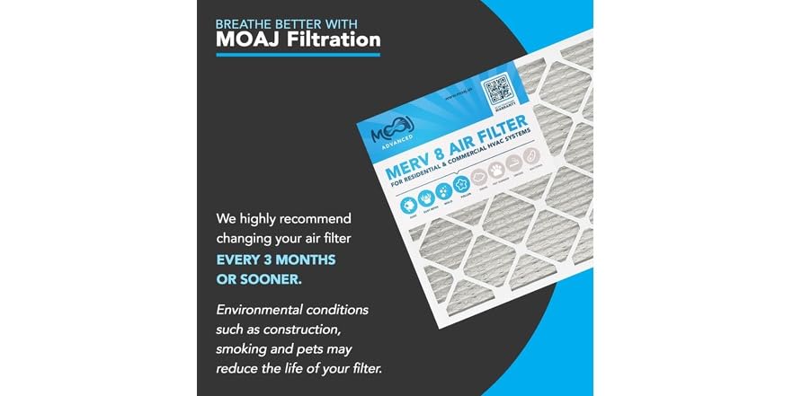 MOAJ 10x10x1 Air Filter (4-PACK) | MERV 8