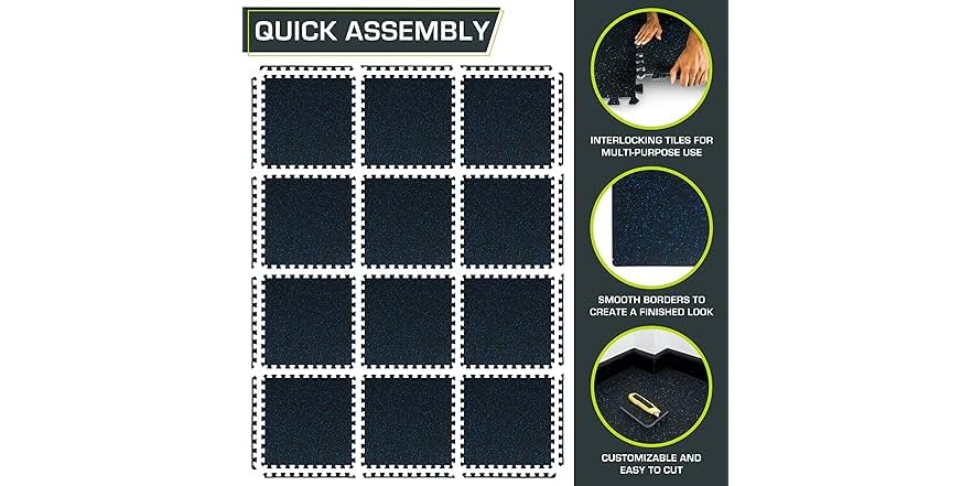 ProsourceFit Rubber Exercise Mat ½-inch