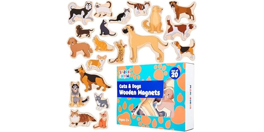 SPARK & WOW SPARK & WOW Wooden Magnets - Cats & Dogs