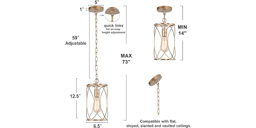 Optimant Lighting Round Gold Pendant Lighting