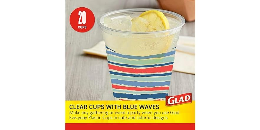 Glad Glad Everyday Clear Plastic Cups with Red, White,