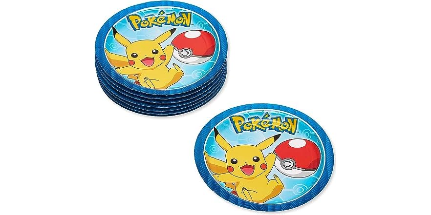 Vibrant Multicolor Pokemon Round Plates - 7"
