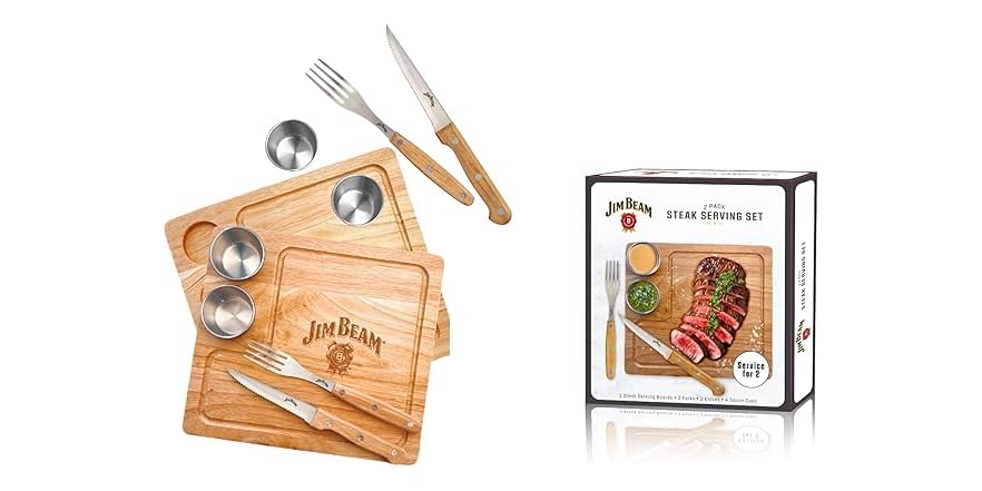 Jim Beam 2 Pack Steak Serving Set