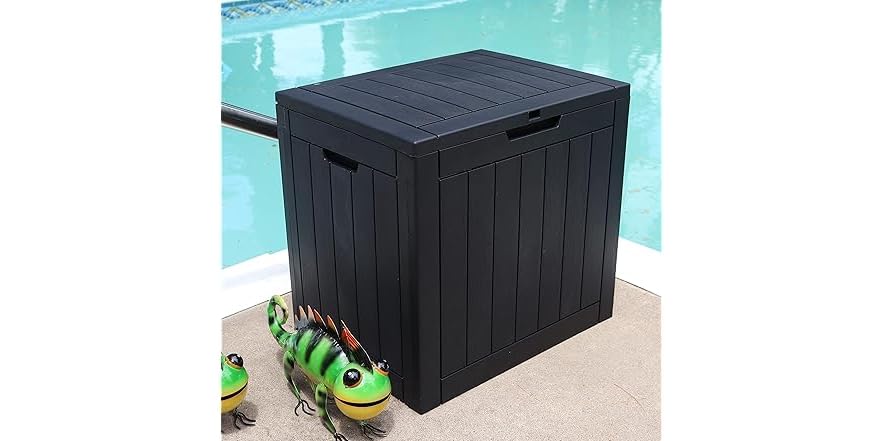Faux Wood Grain Outdoor Storage Box - Phantom Gray