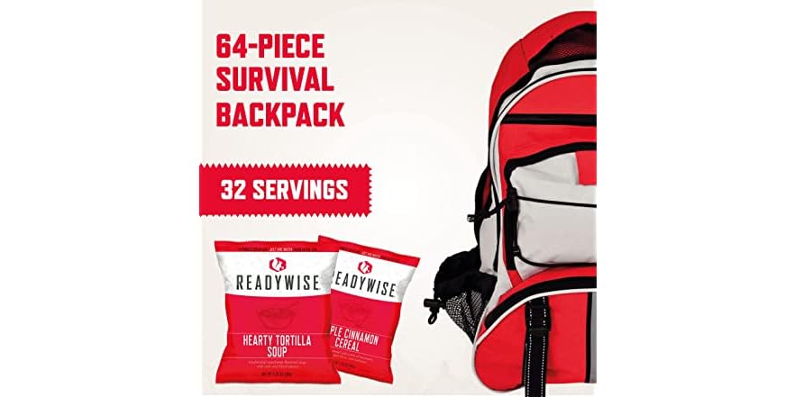 ReadyWise 63 Piece Emergency Survival Backpack