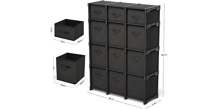 12 Cube Storage Organizer, Black