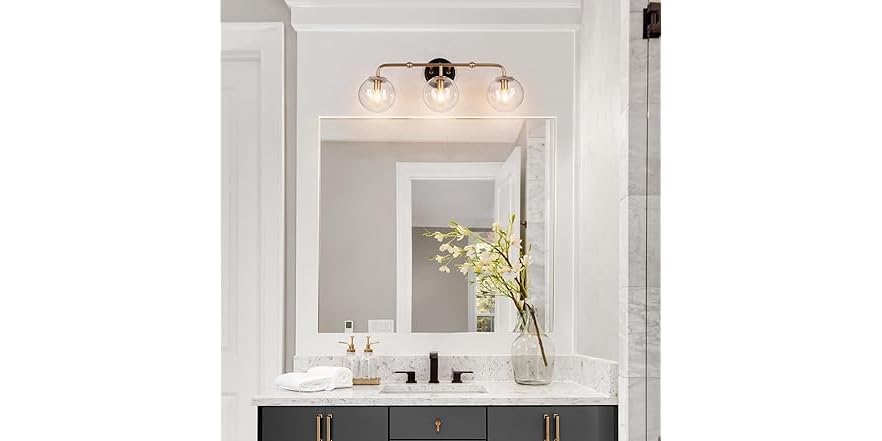 Classy Leaves 3-Light Black Gold Bathroom Light Fixture