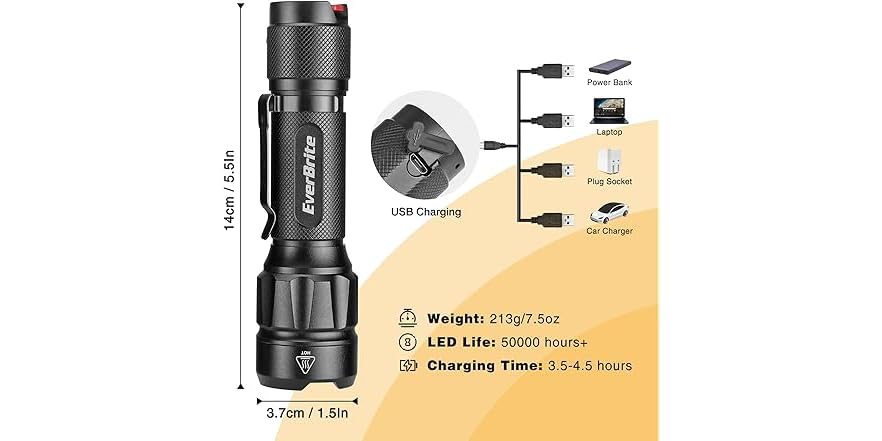 EverBrite LED Tactical Flashlight, Rechargeable