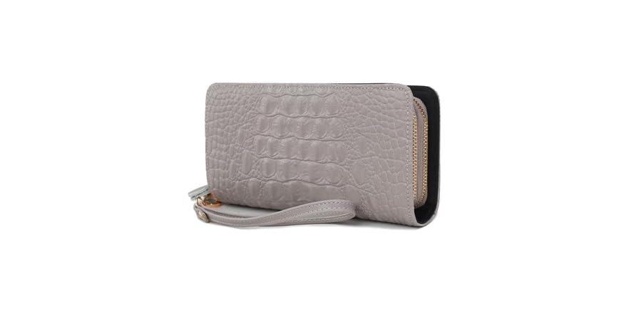 Eve Leather Crocodile Wristlet Wallet
