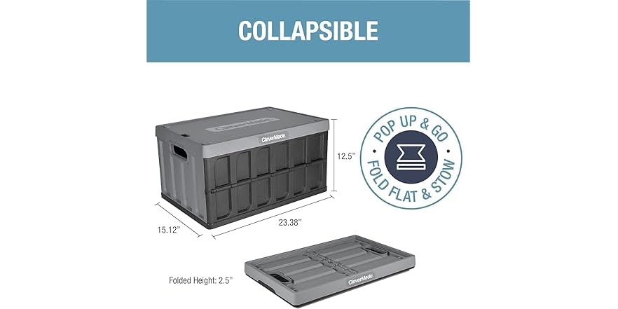 CleverMade Collapsible Storage Bins- Obsidian 3PK