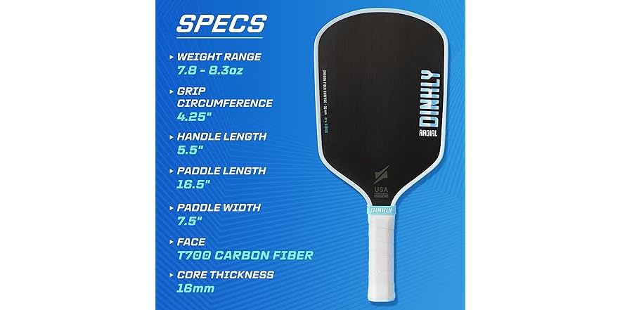Dinkly Radial Pro Carbon Fiber Pickleball Paddle