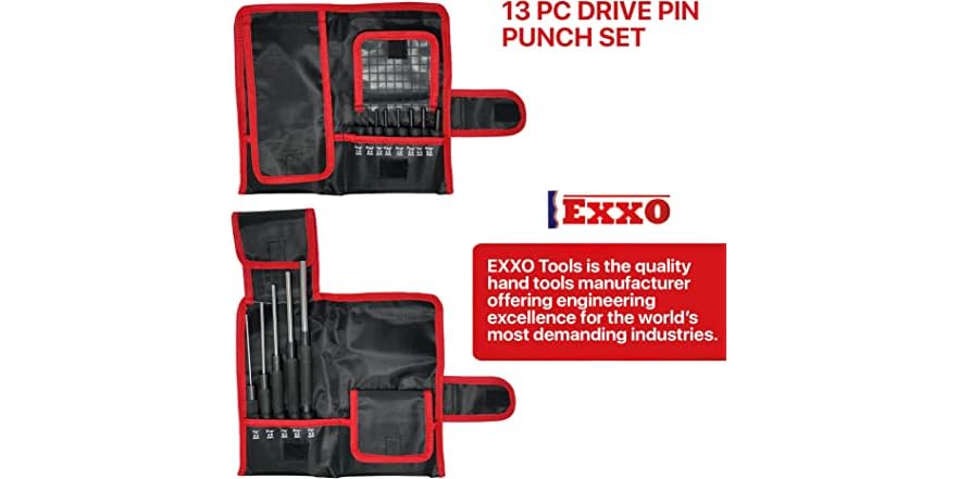 EXXO 0034 13pc Drive Pin Punch Set