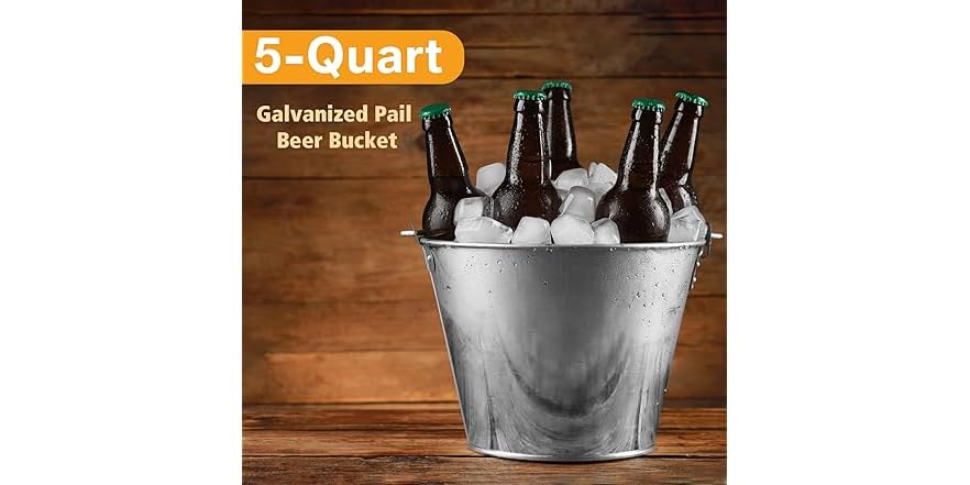 6Pc Galvanized Metal Bucket With Handle