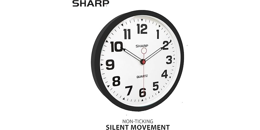 SHARP Matte Black Wall Clock 12"