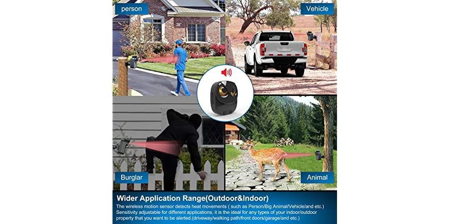 HTZSAFE Wireless Driveway Alarm, Owl