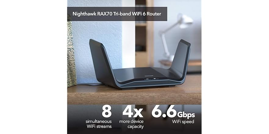 Netgear RAX70-100NAR Nighthawk AX6600 Tri-Band WIFI 6 Router