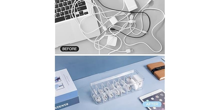 Cable Organizer Box with Lid 2 Pack