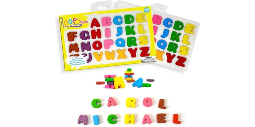 Loopy Hues Bendable Crayons, Letters