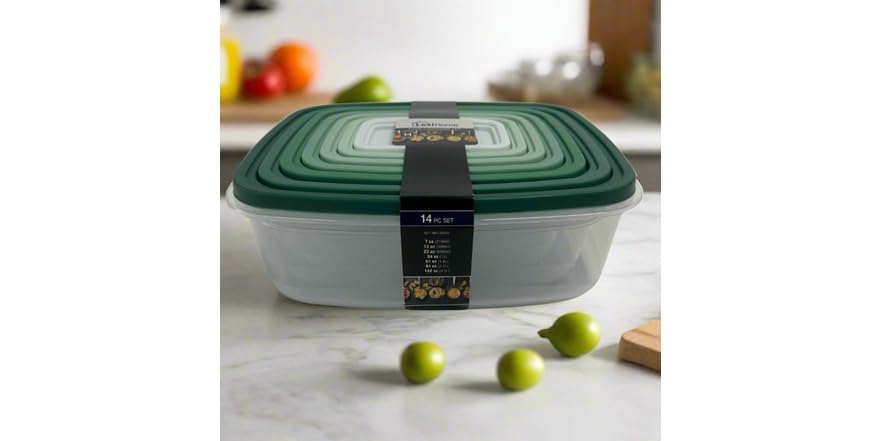 14pc Rectangle Plastic Food Storage Set