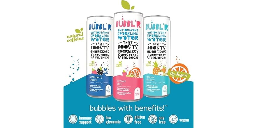 BUBBL'R Sparkling Water, 3 Flavors